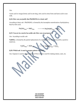 10th. Chemistry. Ch.10. Exercise Solved (Malik Xufyan) | PDF