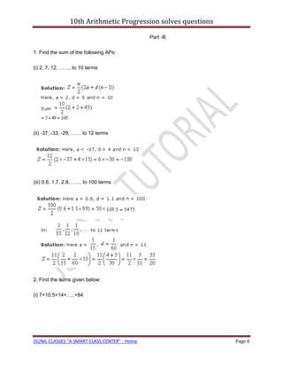 10th arithmetic progression solves questions | PDF