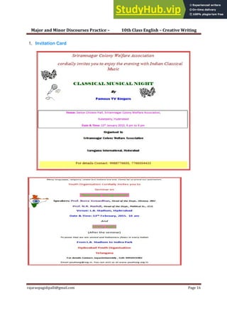 10Th Class English Discourse Writing - Creative Writing - Textual ...