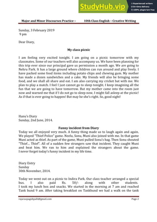 10Th Class English Discourse Writing - Creative Writing - Textual ...