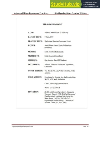 10Th Class English Discourse Writing - Creative Writing - Textual ...