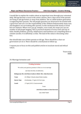 10Th Class English Discourse Writing - Creative Writing - Textual ...
