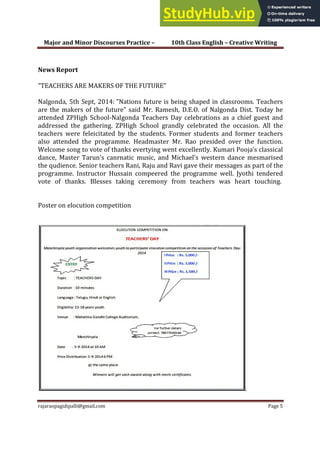 10Th Class English Discourse Writing - Creative Writing - Textual ...