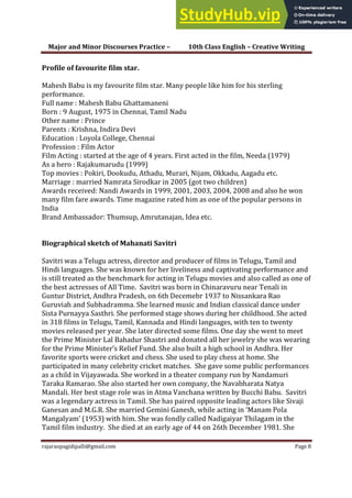 10Th Class English Discourse Writing - Creative Writing - Textual ...