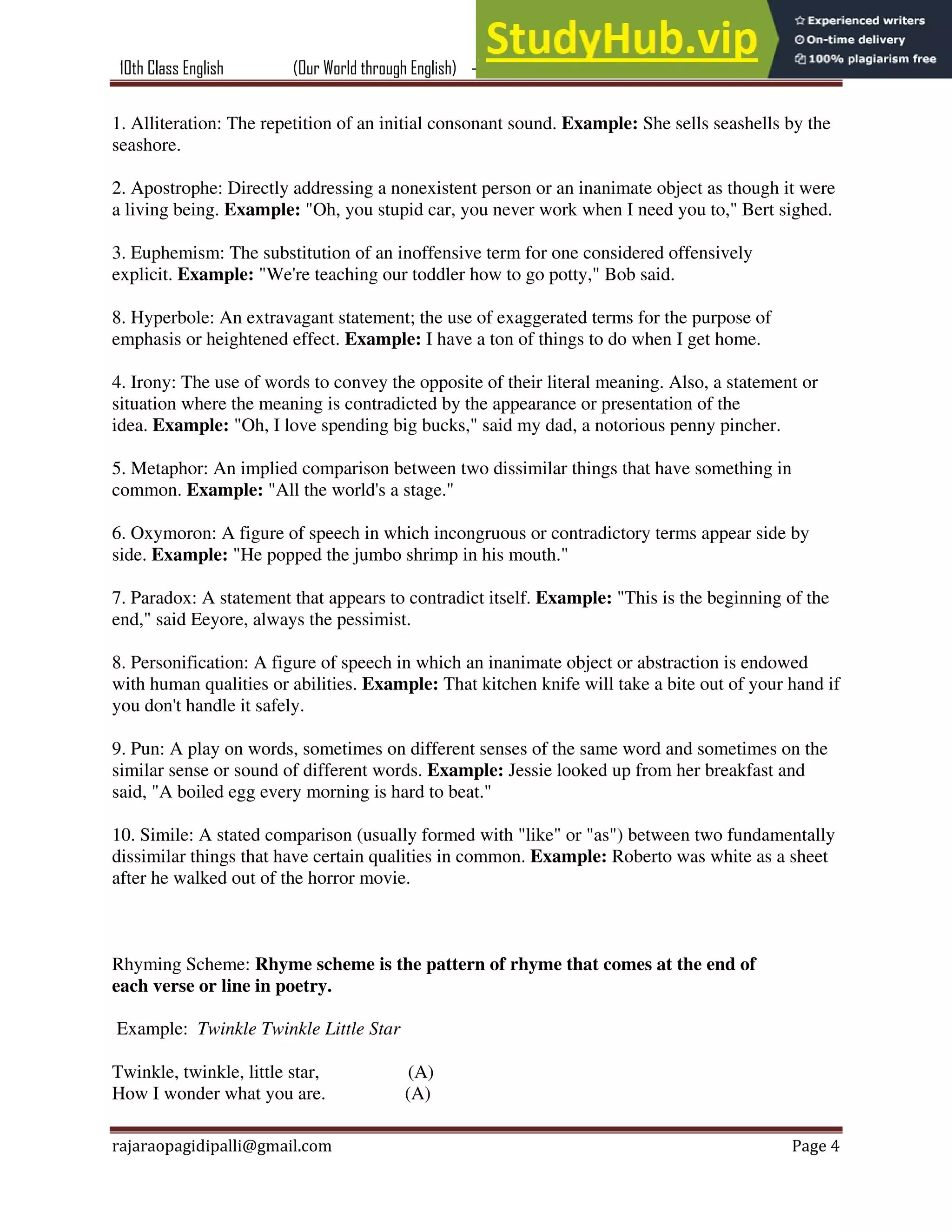 10Th Class English Textual Grammar And Vocabulary - Our World Through English - SSC Material ...