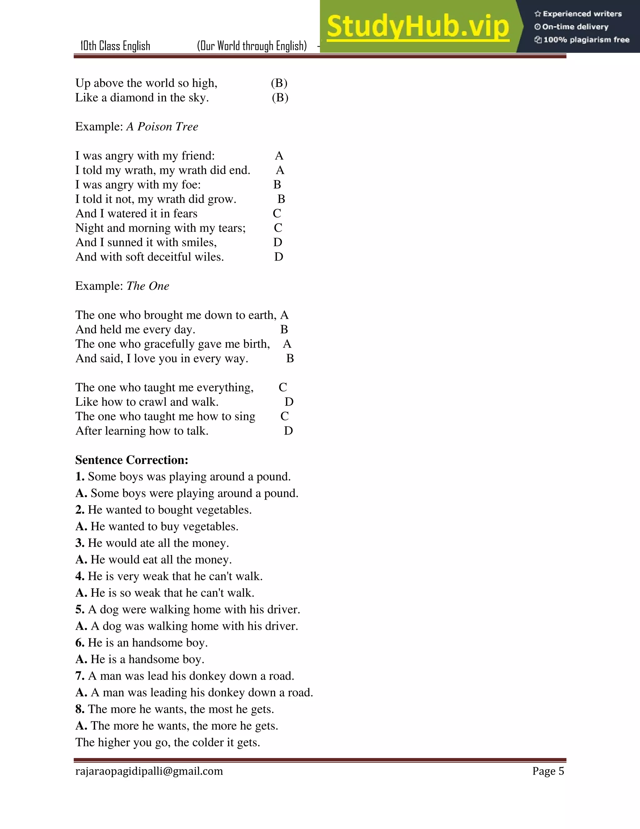 10Th Class English Textual Grammar And Vocabulary - Our World Through ...
