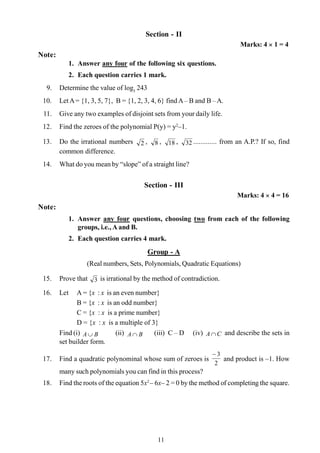10th class maths model question paper | PDF