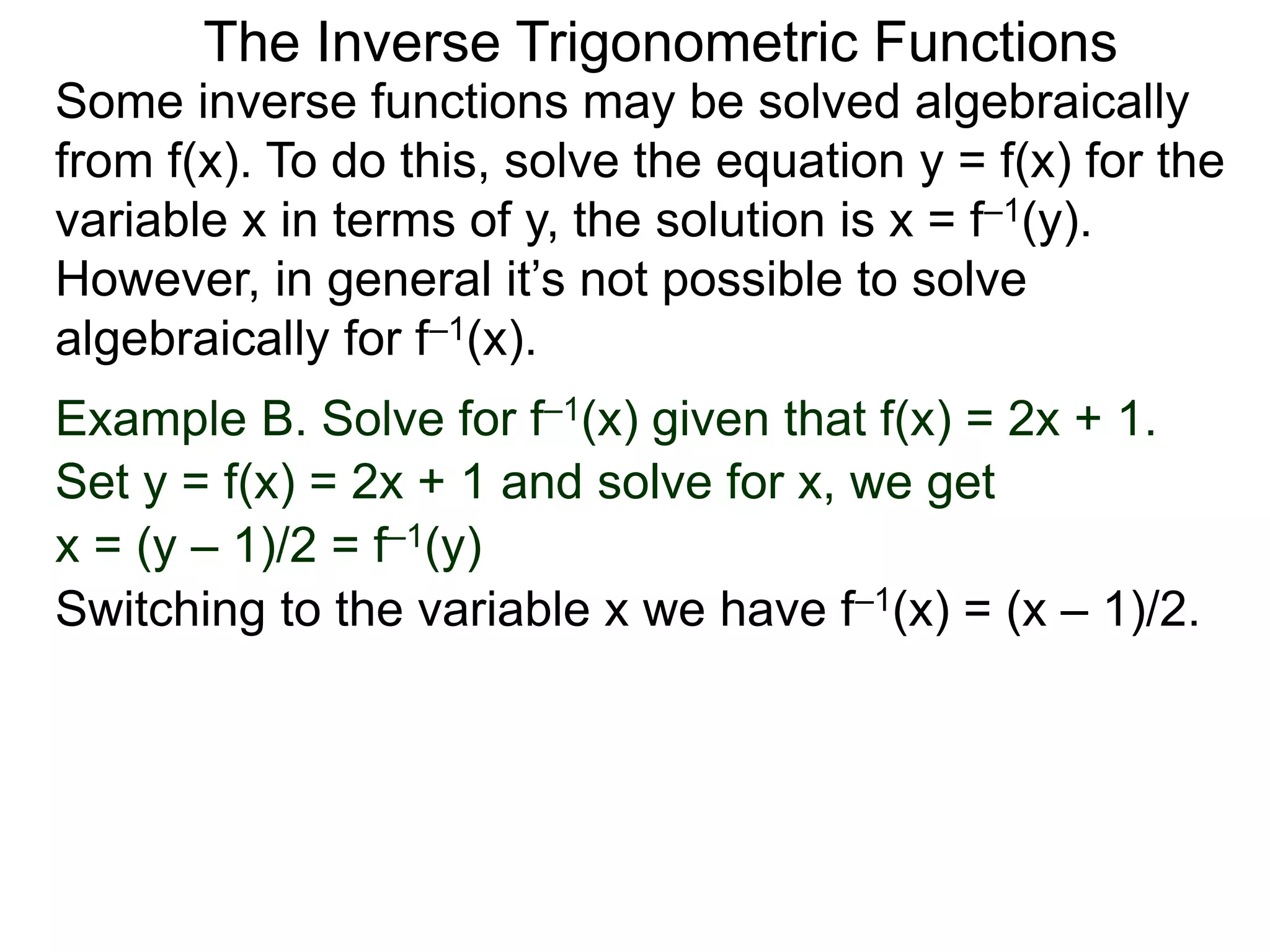 11 the inverse trigonometric functions x | PPTX