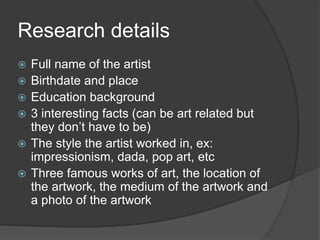 10th grade artist research | PPT