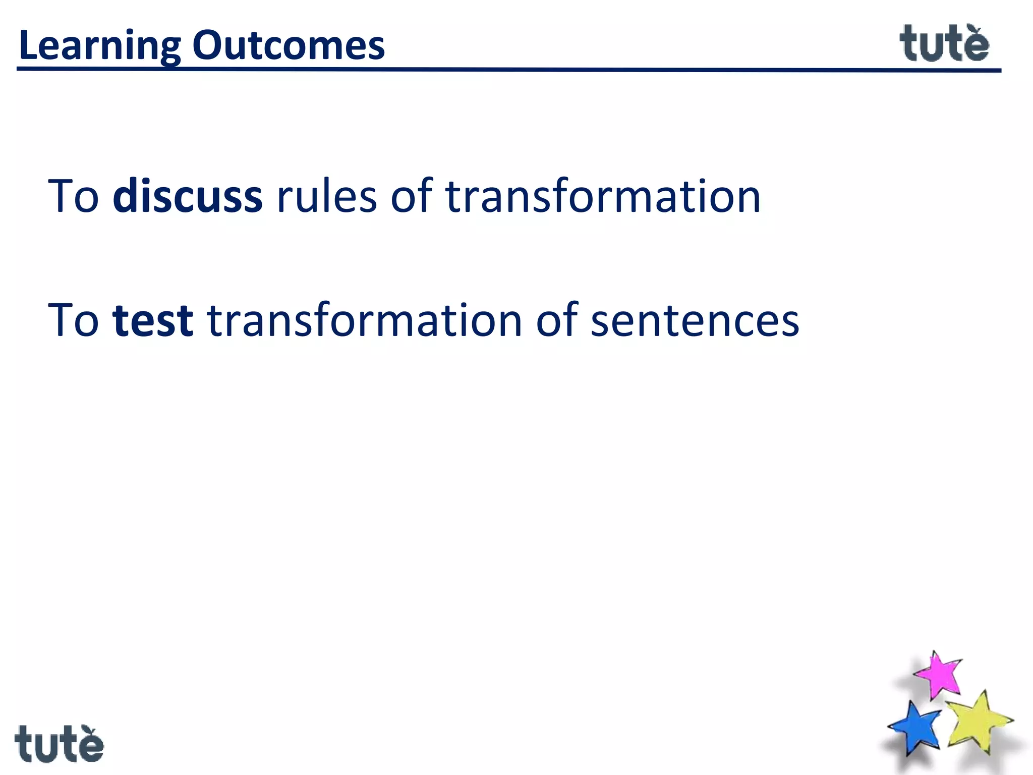 10th ICSE Transformation of Sentences | PPTX