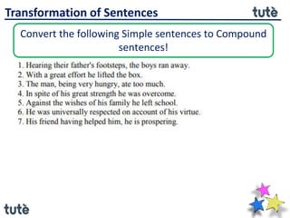 10th ICSE Transformation of Sentences | PPTX