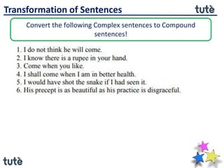 10th ICSE Transformation of Sentences | PPTX