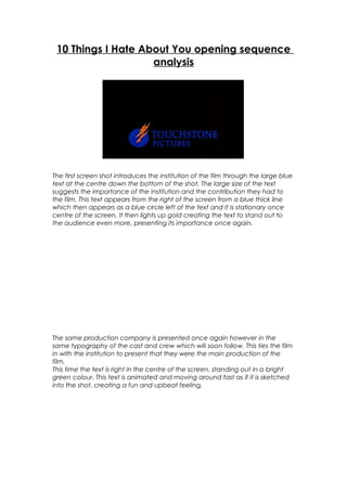 10 things i hate about you opening sequence analysis | PDF