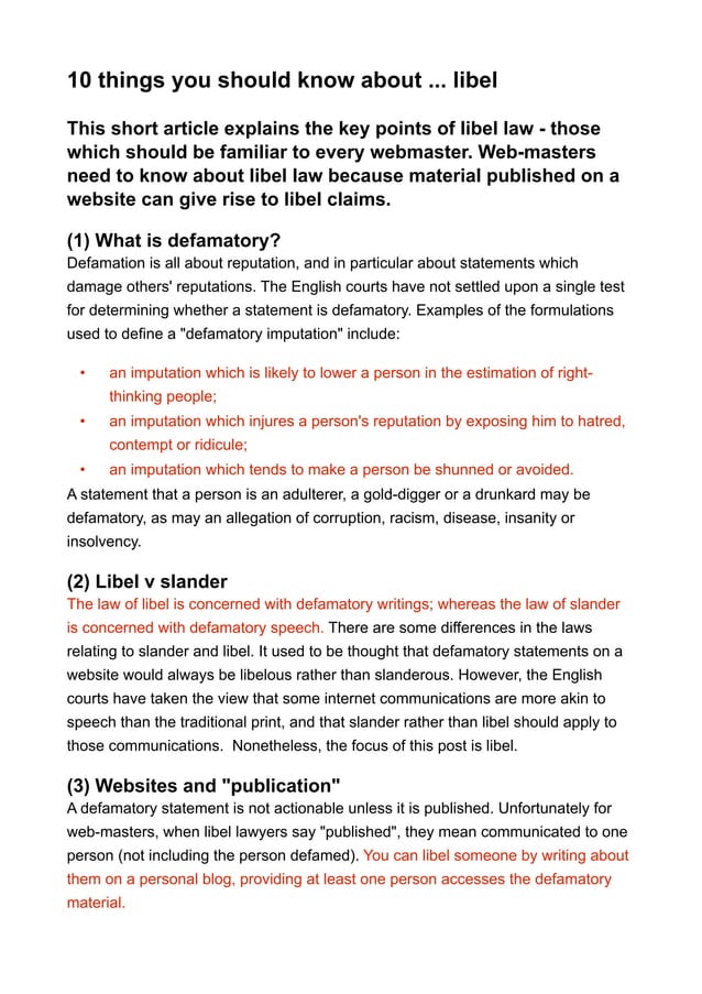 10 things libel | PDF