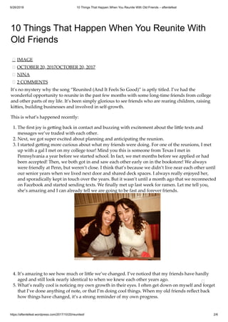 10 things that happen when you reunite with old friends | PDF