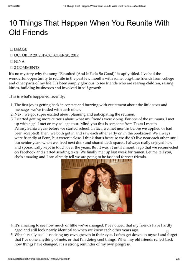 10 things that happen when you reunite with old friends | PDF