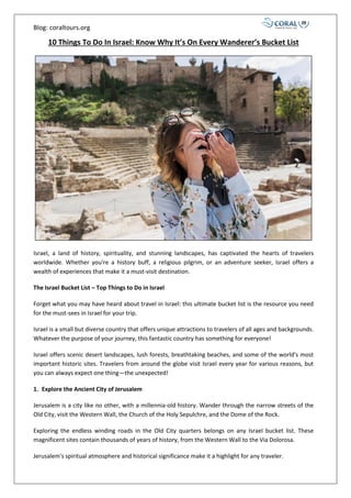 10 Must-Do Experiences in Israel: Why It's a Top Bucket List ...
