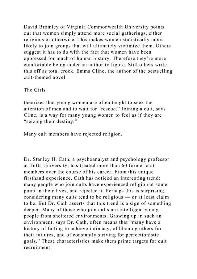 10 Things to Know About the Psychology of CultsBoth terrifying a.docx