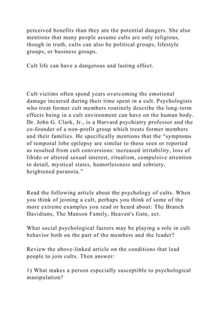 10 Things to Know About the Psychology of CultsBoth terrifying a.docx