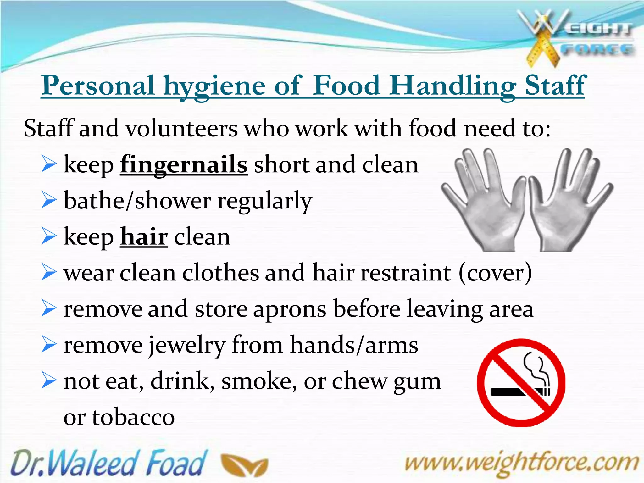 10th lecture, Personal hygiene of Food Handlers | PPTX