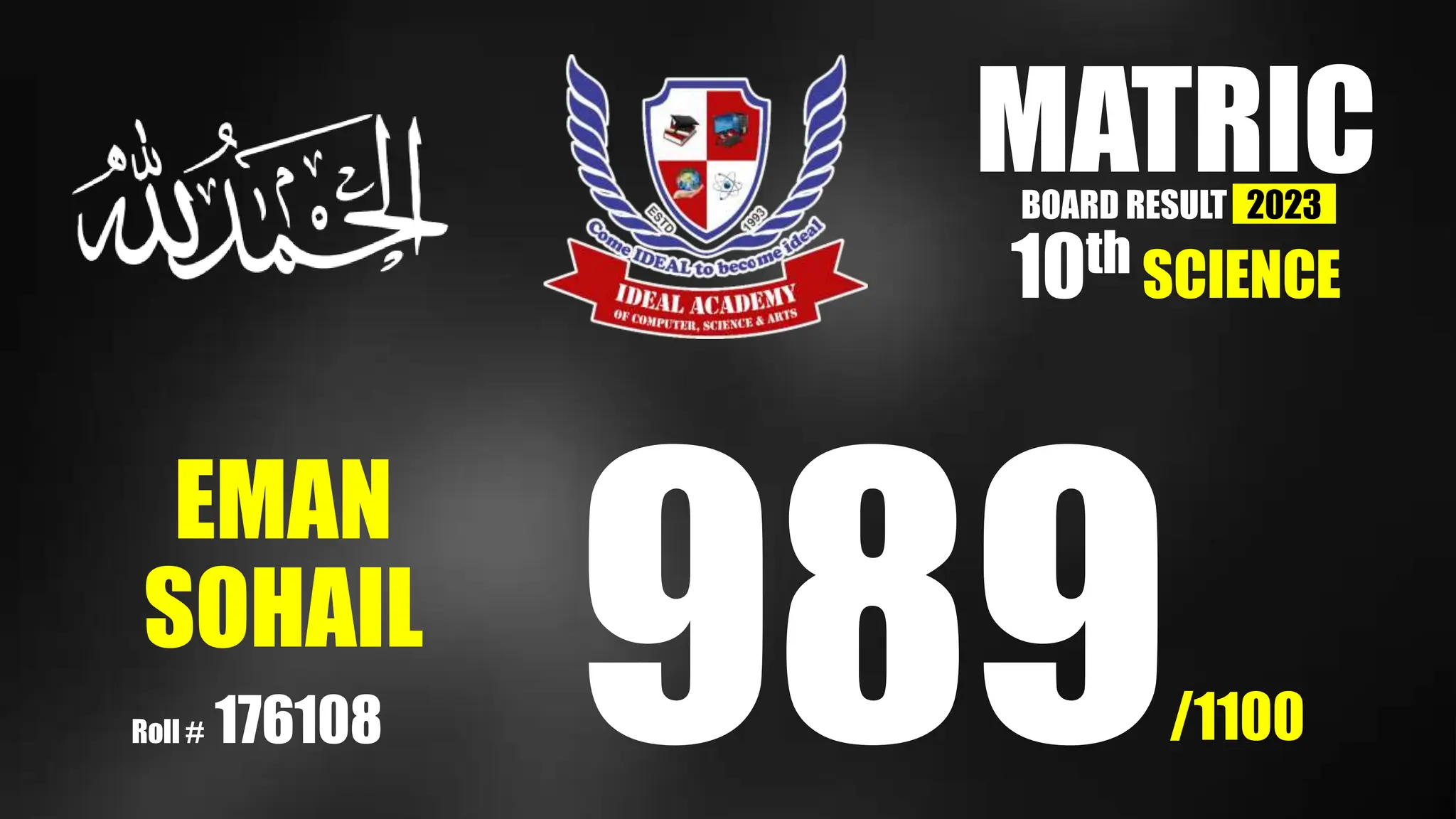 Matriculation Result Slide Format 2023 Sample | PPT