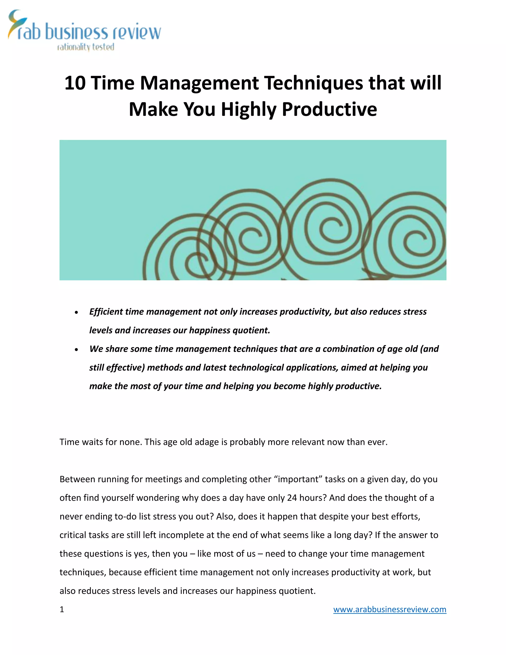 10 time management techniques | PDF