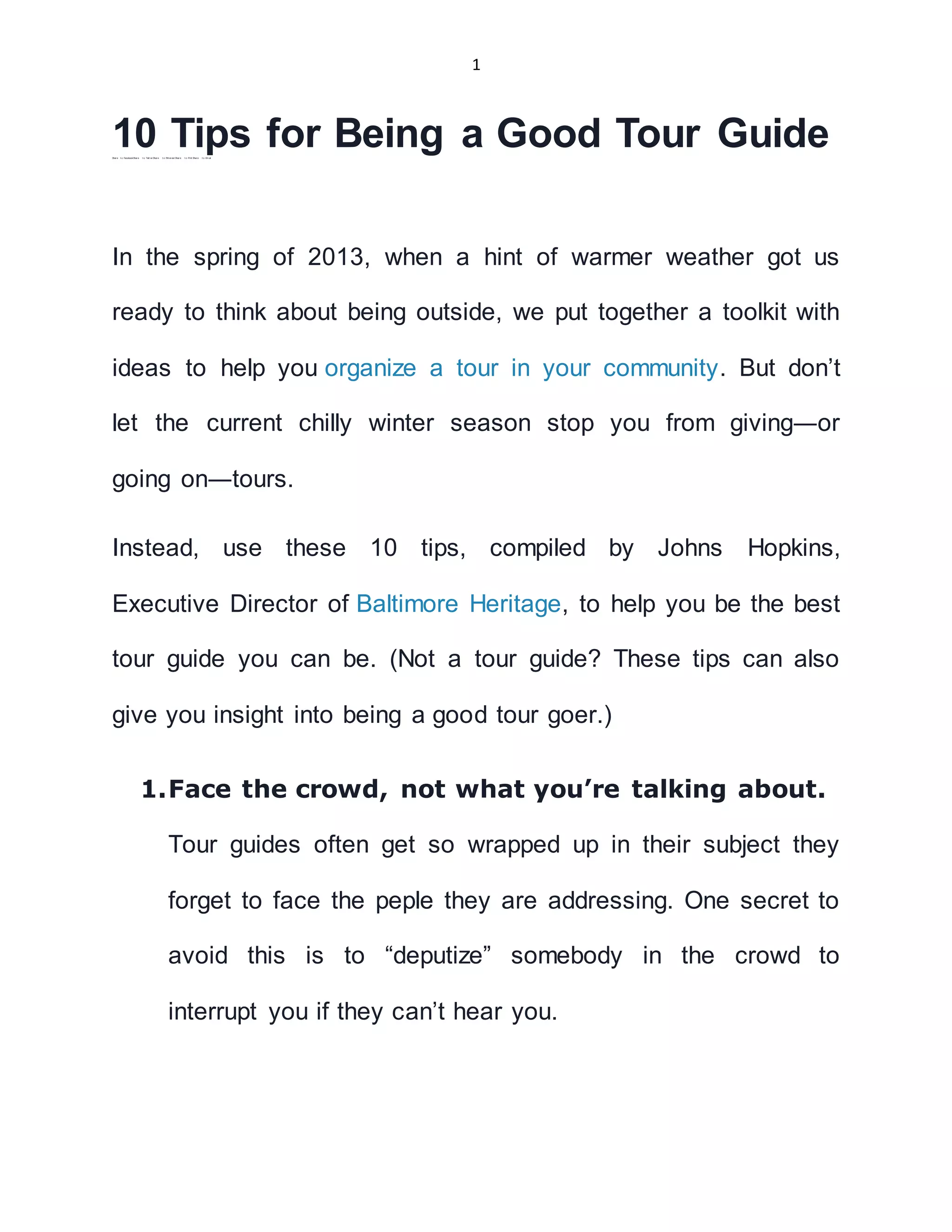 10 tips for being a good tour guide | DOCX