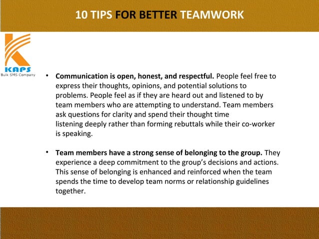 10 tips for better teamwork | PPT