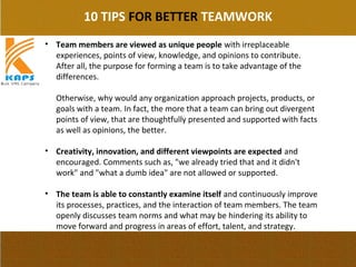 10 tips for better teamwork | PPT