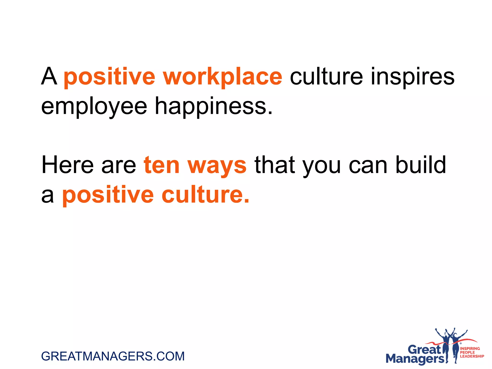 10 tips for creating a positive workplace | PDF