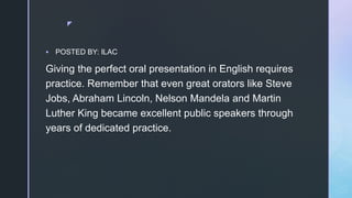 10 tips for giving a great presentation in English. | PPTX