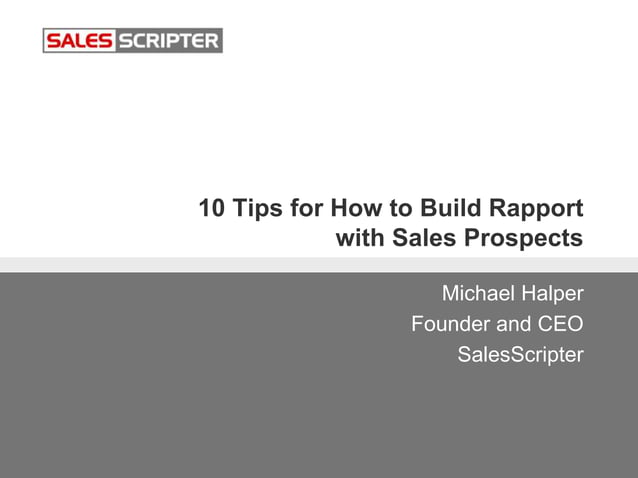 10 Tips for How to Build More Rapport with Sales Prospects | PPTX ...