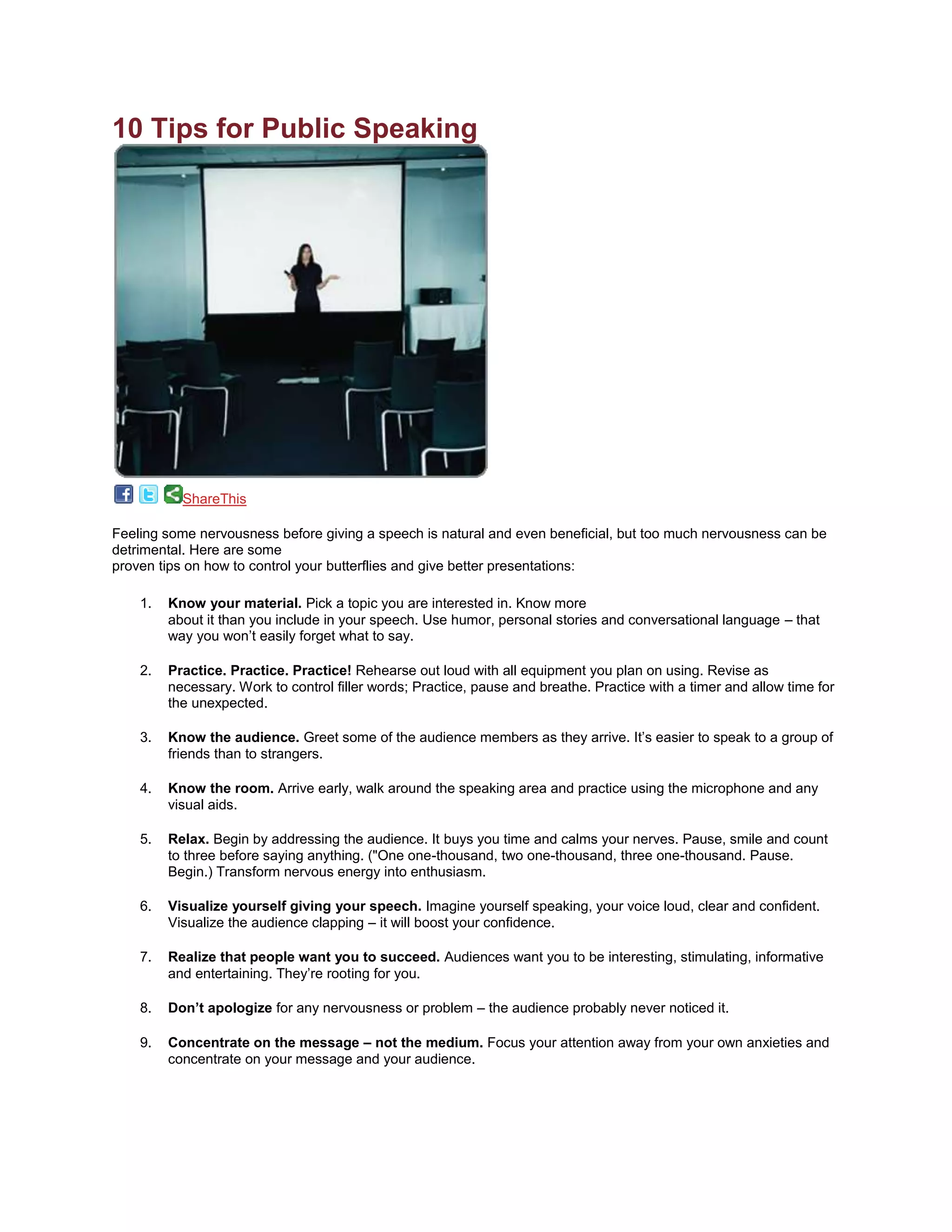 10 tips for public speaking | PDF