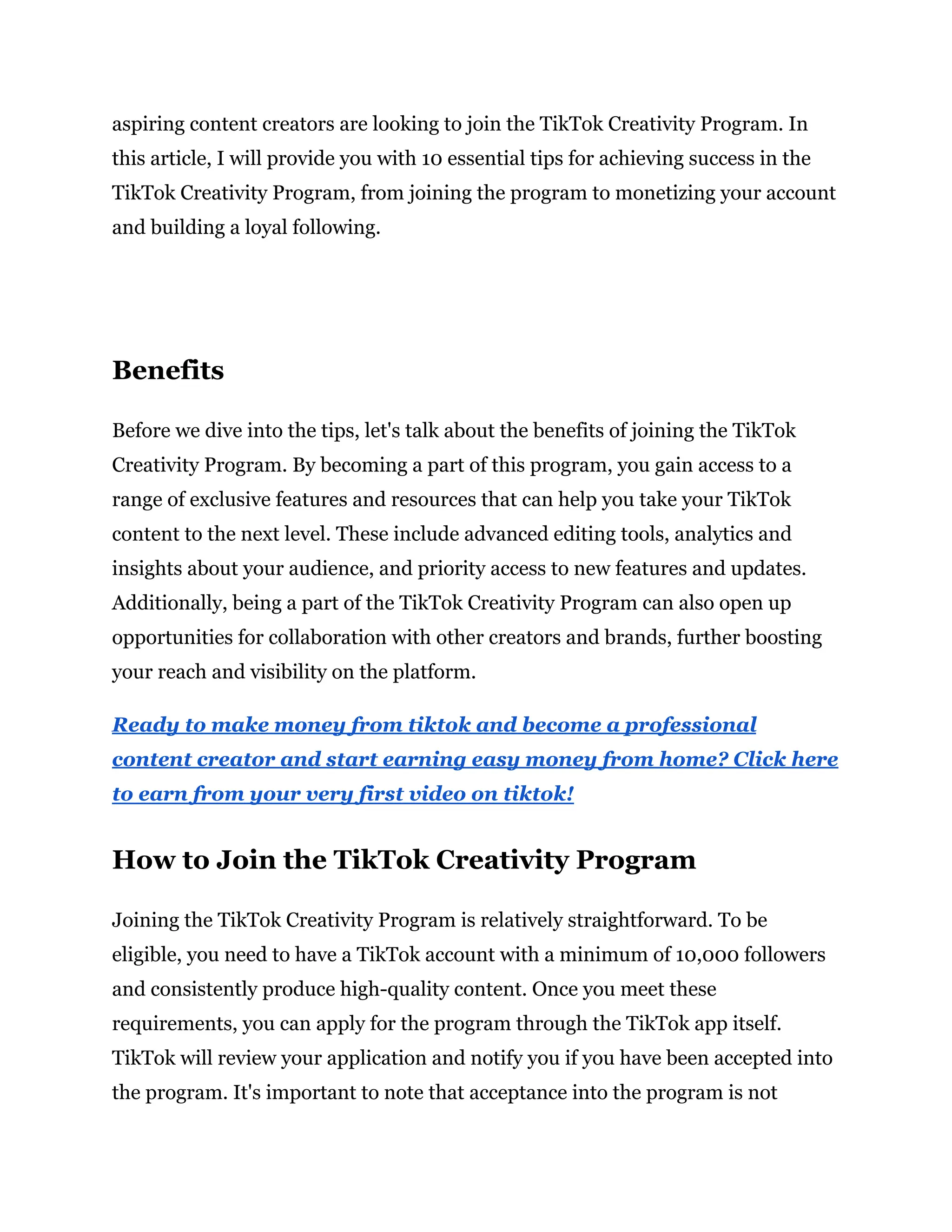 10 Tips for Success in the TikTok Creativity Program | PDF