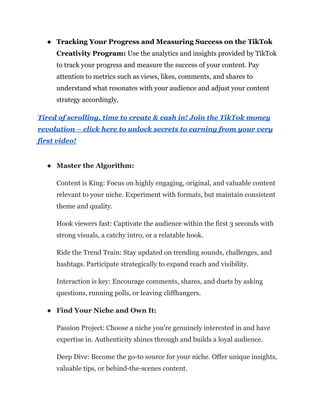 10 Tips for Success in the TikTok Creativity Program | PDF
