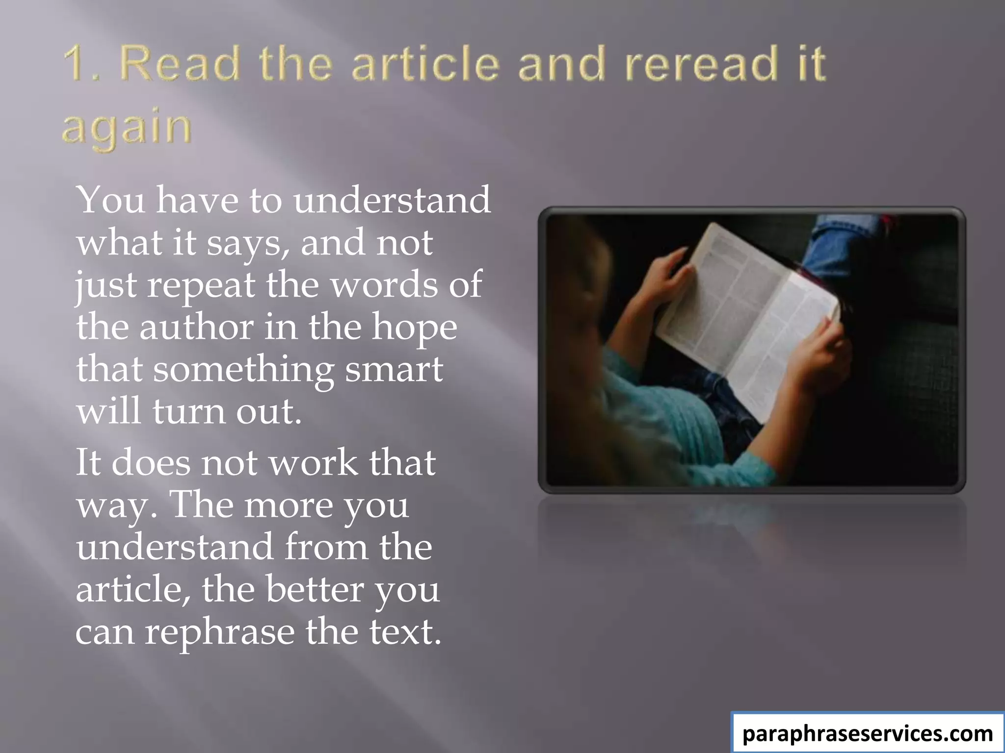 10 Tips How to Paraphrase Article | PPT