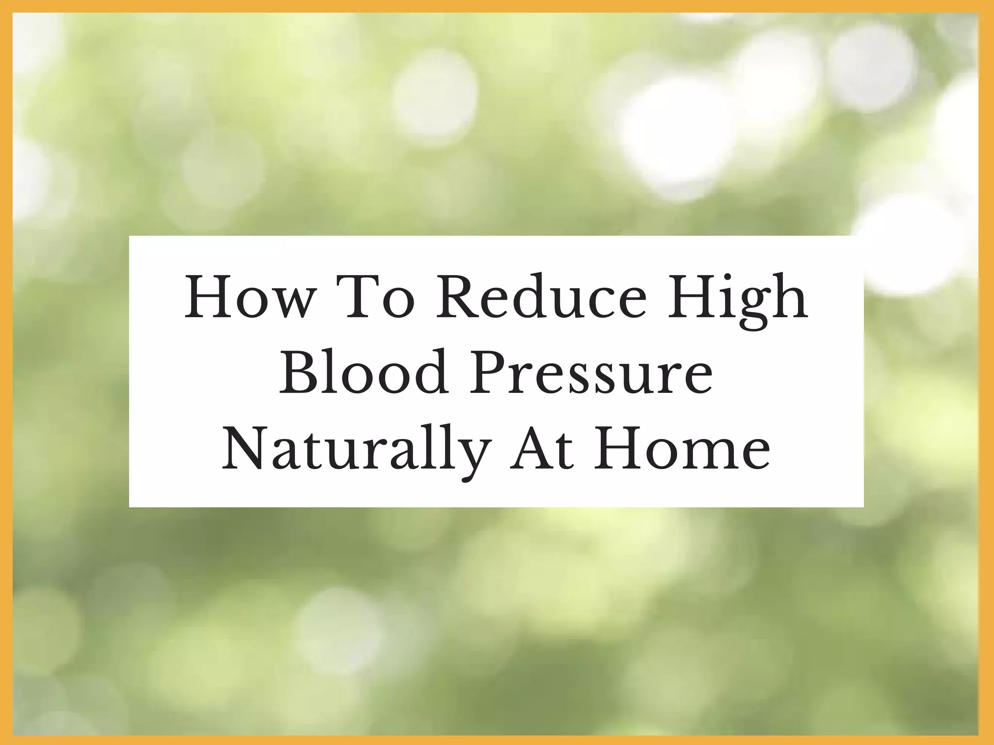 10 tips on how to control high bp naturally. | PDF