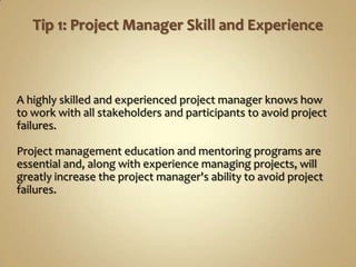 10 tips to avoid a project failure | PPTX