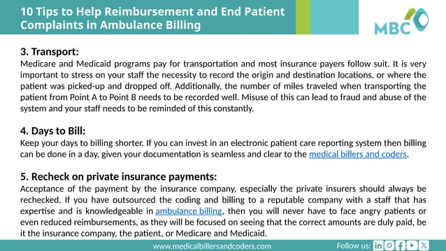 10 Tips to Help Reimbursement and End Patient Complaints in Ambulance ...