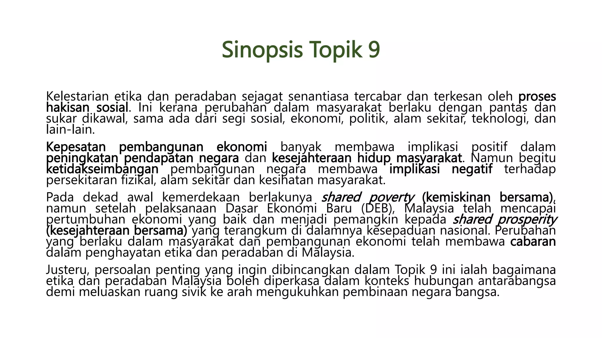 10 Topik 9 - Cabaran Kelestarian Etika dan Peradaban | PPTX