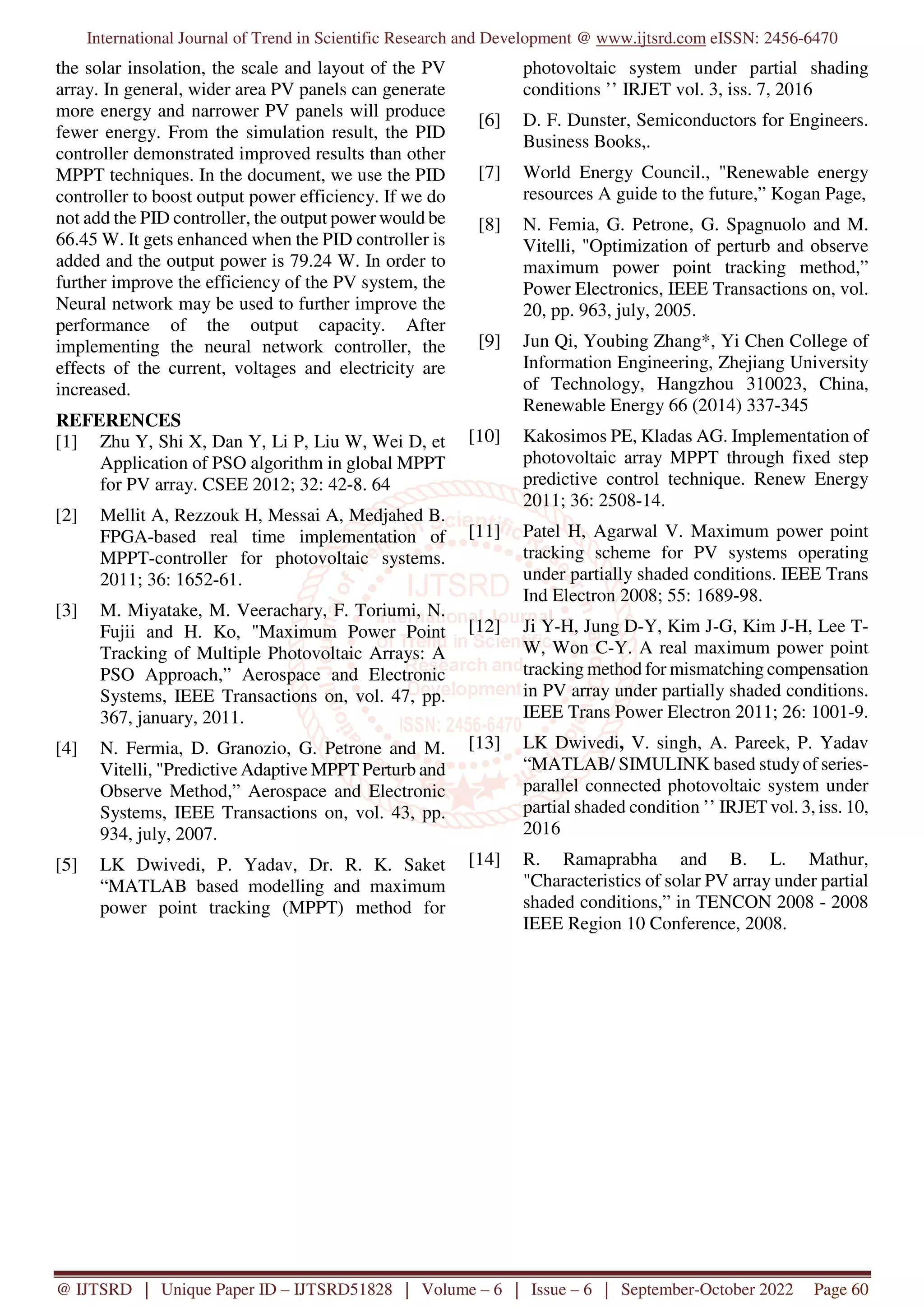 To Study, Analyse and Implement MPPT PandO Based Photovoltaic PV System using PID Controller ...