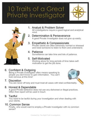 10 Traits of a Great Private Investigator | PDF | Crime & Harmful Acts ...