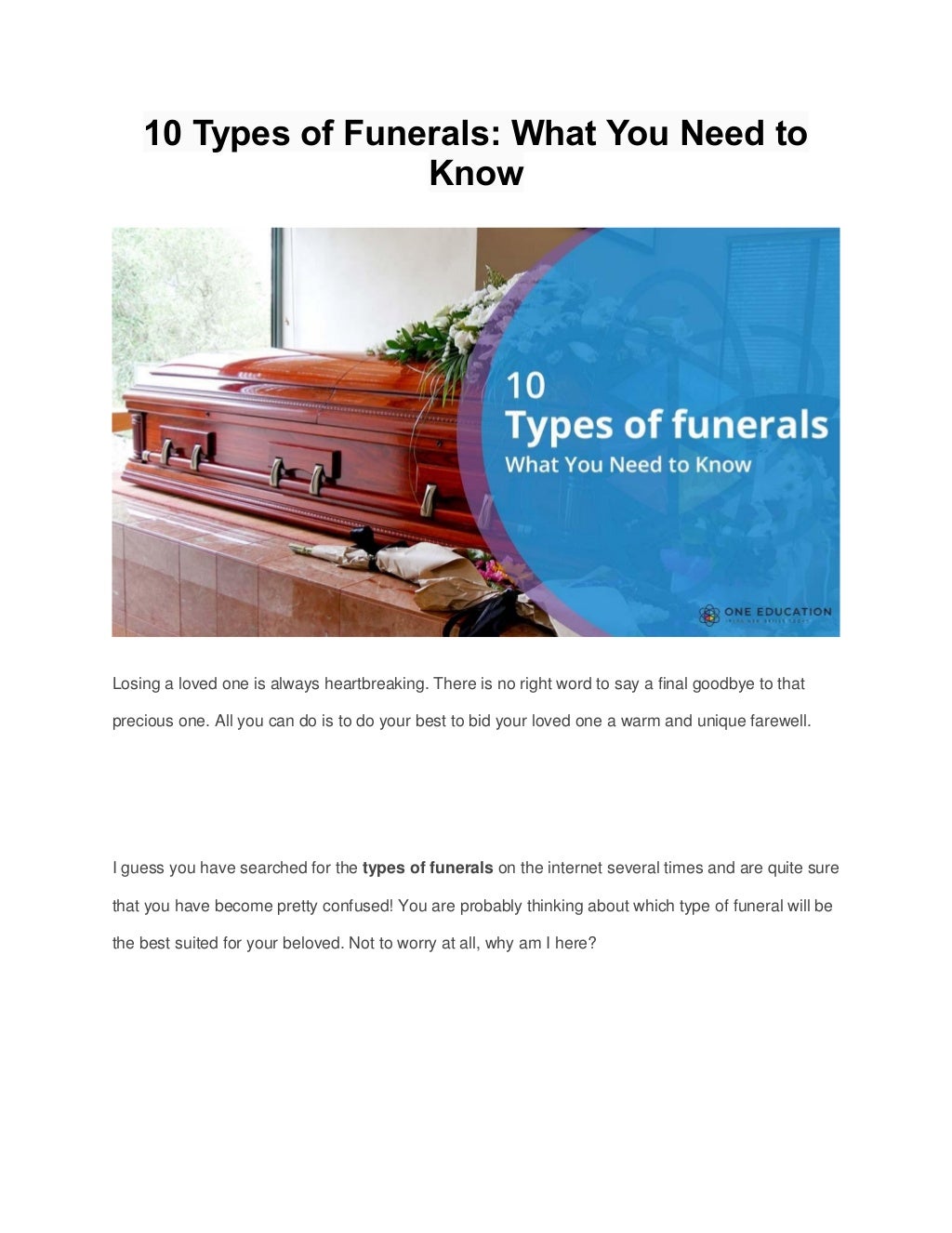10 types of funerals what you need to know