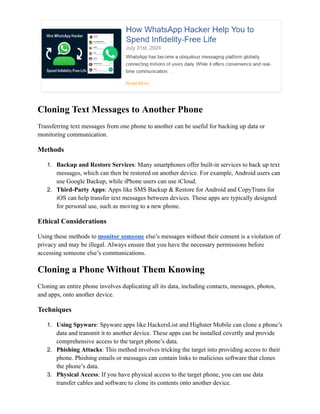 10 Ultimate Tips for Cloning Phones and Catching Cheaters | PDF