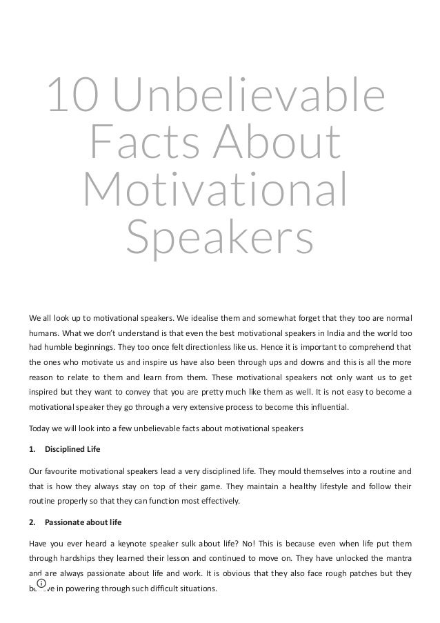 10 Unbelievable Facts About Motivational Speakers | PDF