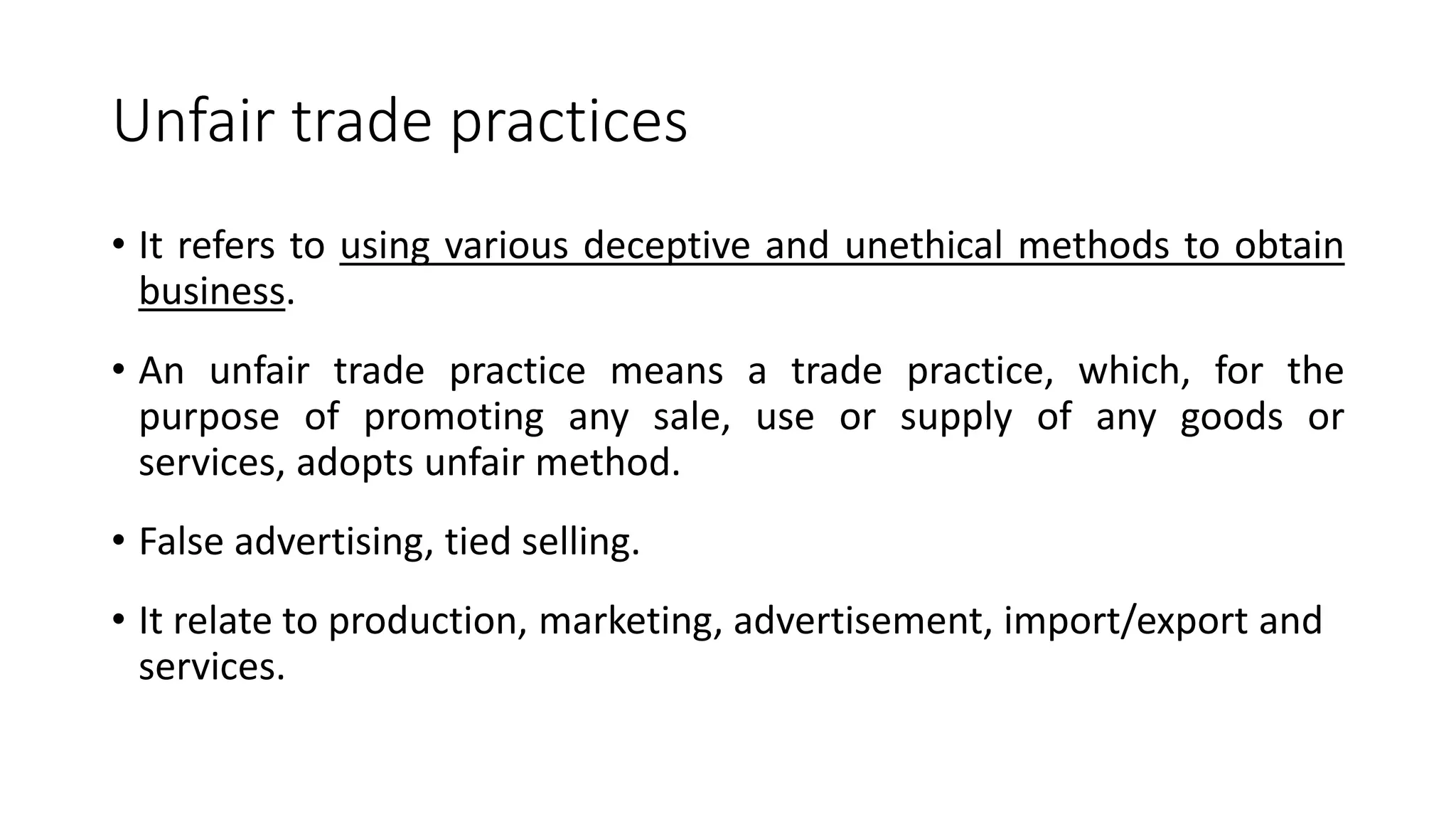 Unfair trade practices | PPTX