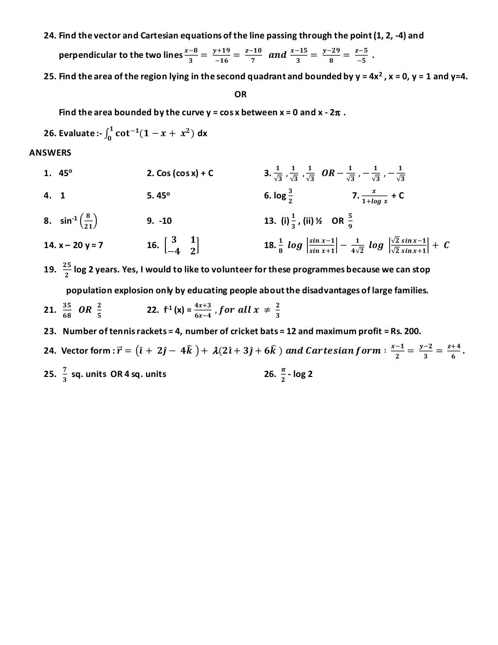 10 Unsolved Papers With Answers Class 12 10 Unsolved Papers With Answers Class 12