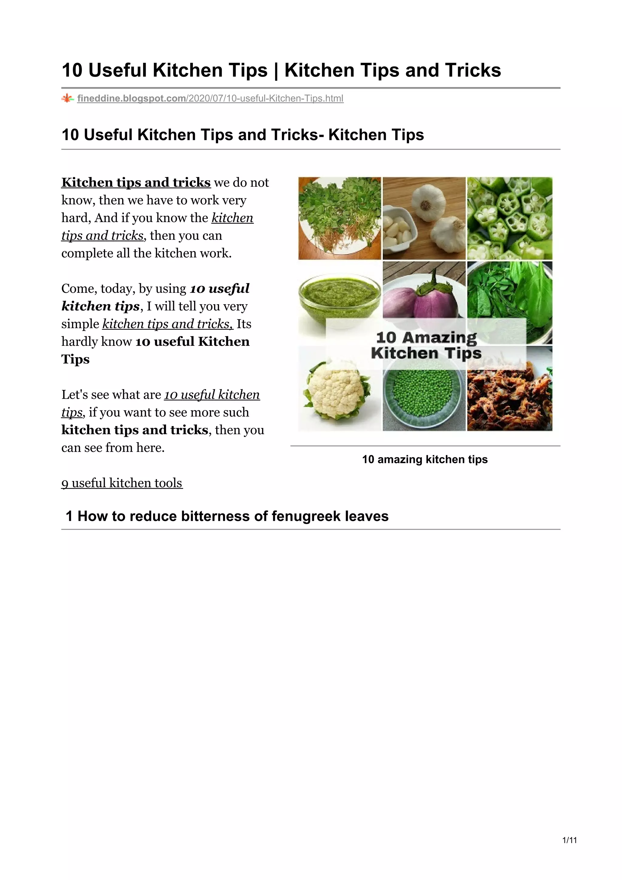 10 useful kitchen tips kitchen tips and tricks | PDF