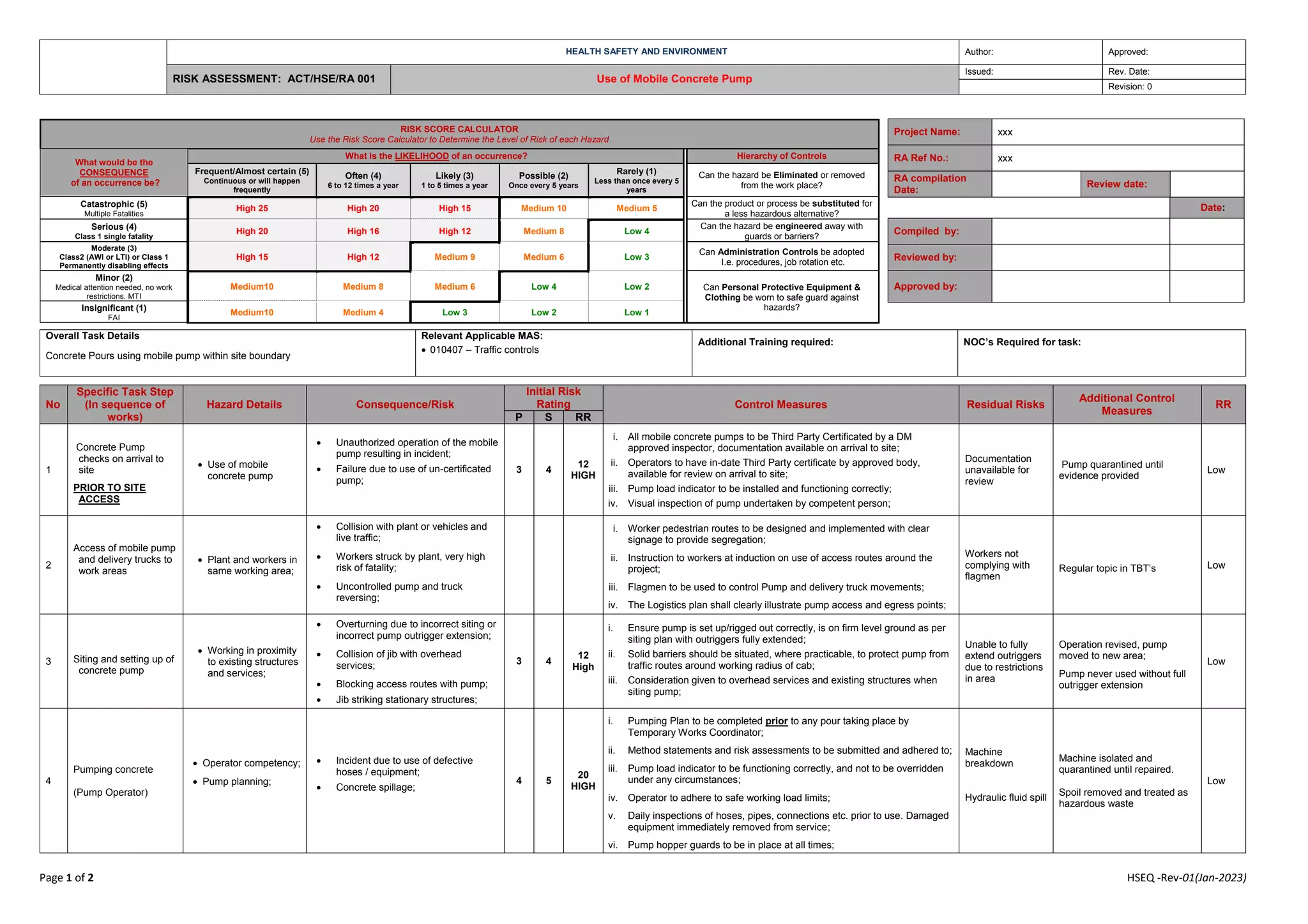 10 Use of Mobile Concrete Pump Risk Assessment Templates.docx