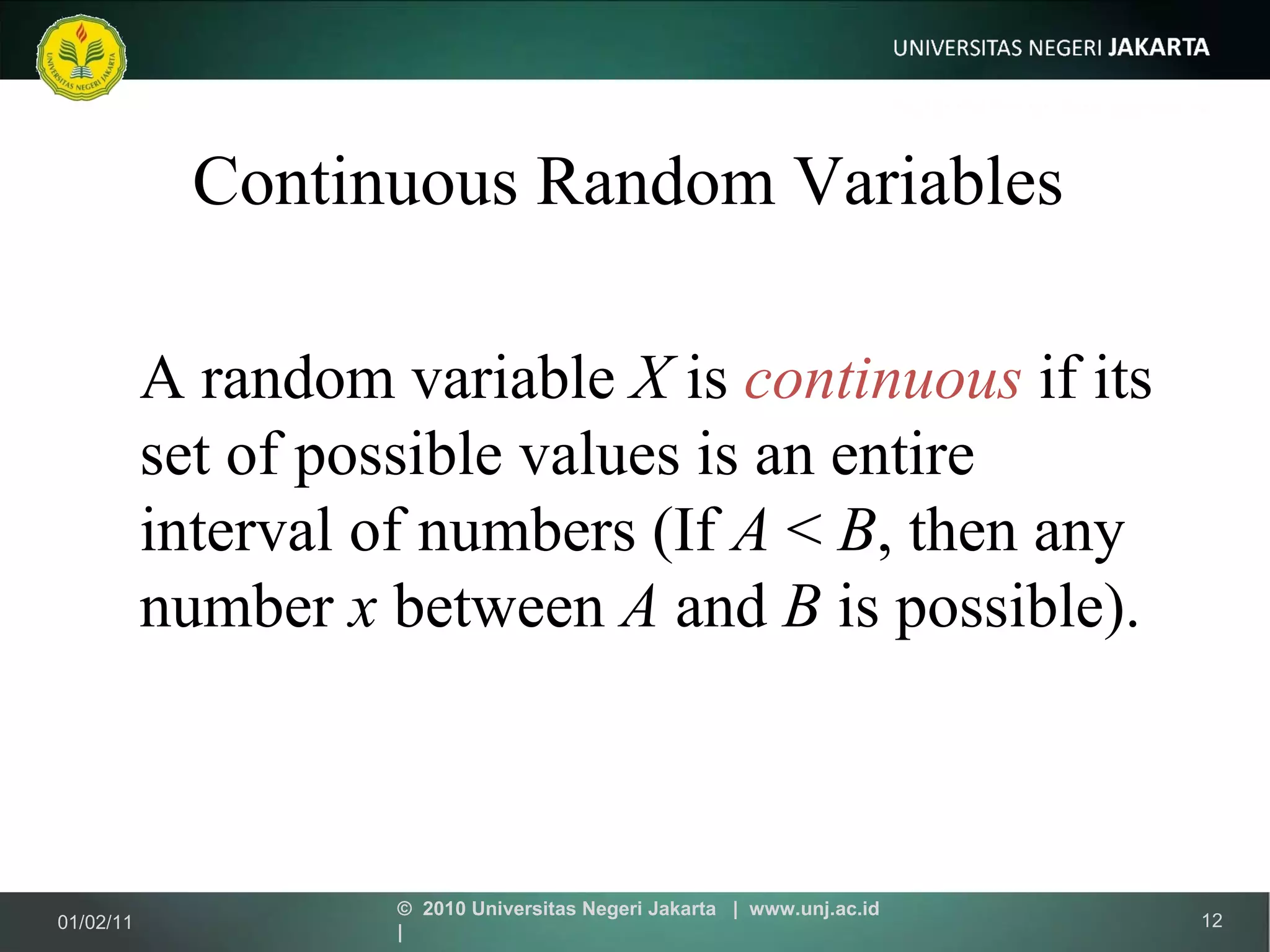 Statistika Dasar (10) variable acak | PPT